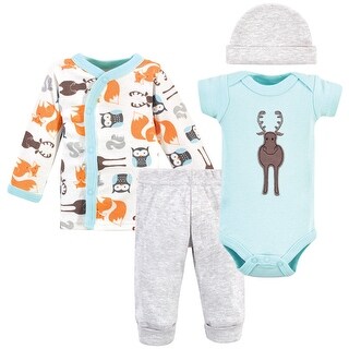 Hudson Baby Infant Unisex Preemie Layette Set 4-Piece, Moose, Preemie ...