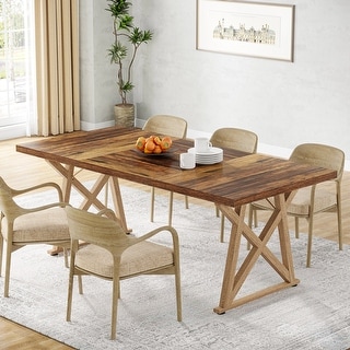 Rectangular Dining Table for 6 People, 6ft Wooden Dinner Table - Bed ...