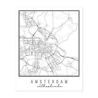 Amsterdam Netherlands Maps Black White Urban Art Print/Poster - Bed ...