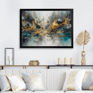 Designart "Grey Gold Modern Abstract Contemporary I" Abstract Marble ...