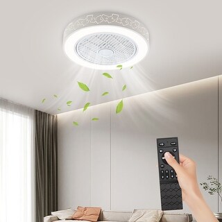 20'' Enclosed Low Profile Round Ceiling Fan with Remote Control - 19.7 ...