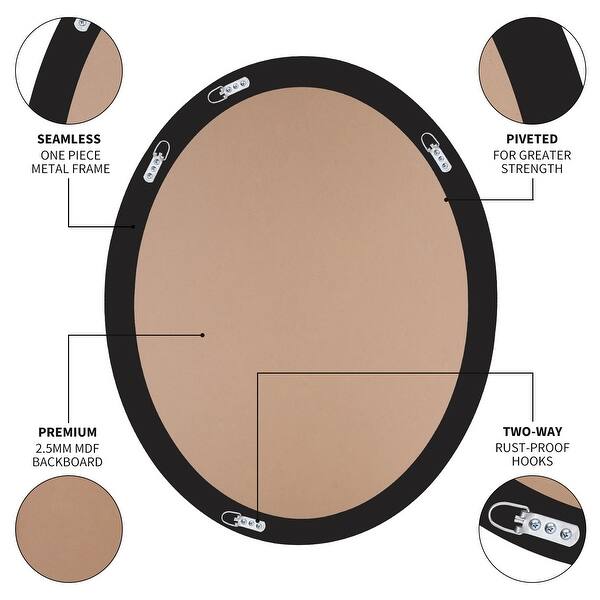 MacLuu Oval Oil Rubbed Bronze Black Wall Mirror - 29" x 29" - Bed Bath ...