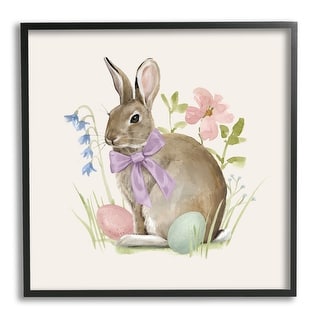 Stupell Spring Bunny Rabbit Easter Eggs Blossoming Flowers Framed Wall ...