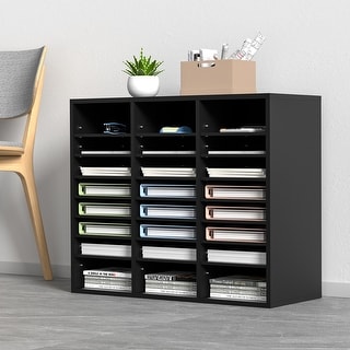VEVOR Wood Literature Organizer Adjustable File Sorter Compartments ...