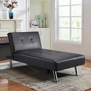 Faux Leather Chaise Lounge Convertible Chaise Futon Chaise Black - 30 ...