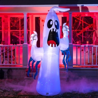 Joyfy 8 Ft Tall Halloween Inflatable Ghost with Blue Ice Swirling Light ...
