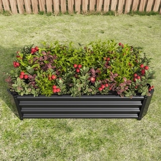 4×2×1 ft Metal Outdoor Planter Rectangle Raised Planter Open Bottom ...