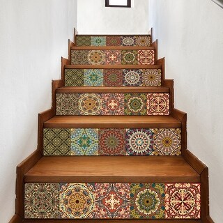 Walplus Arabic Colourful Tiles Stairs Decals Wall Stickers Home Decor ...