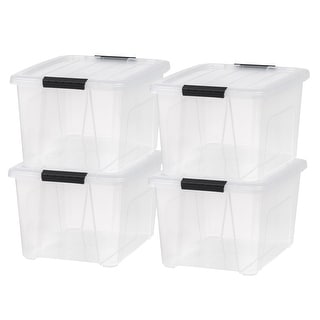 IRIS USA® Buckled Clear Box 32 Qt Buckle Lid - Clear - Set of 4 - Bed ...