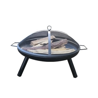 Portable Round Fire Pit Grill for Outdoor Camping and Backyard Parties ...