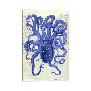iCanvas "Blue Octopus On Nautical Map II" by Fab Funky Canvas Print ...