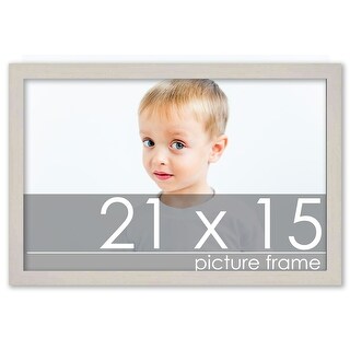 21x15 Traditional White Washed Wood Picture Frame - UV Acrylic, Foam ...