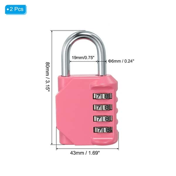3" Long 4 Digit Combination Padlock, 2Pcs Zinc Alloy Resettable Lock ...