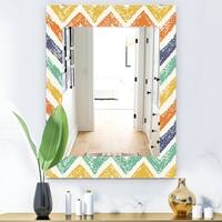 Designart 'Retro Chevron In Orange Blue and Yellow' Bohemian and ...