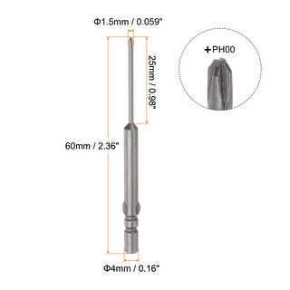 5pcs 4mm Round Shank 1.5x25mm PH00 Magnetic Phillips Screwdriver Bit 2.5" Length - Silver Gray ...