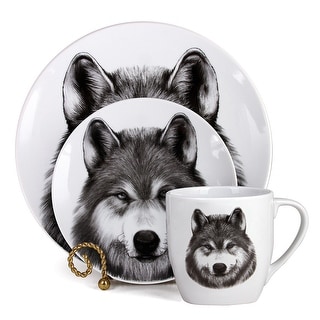 STP Goods Wolf 3 Piece Porcelain Dinnerware Set - Bed Bath & Beyond ...