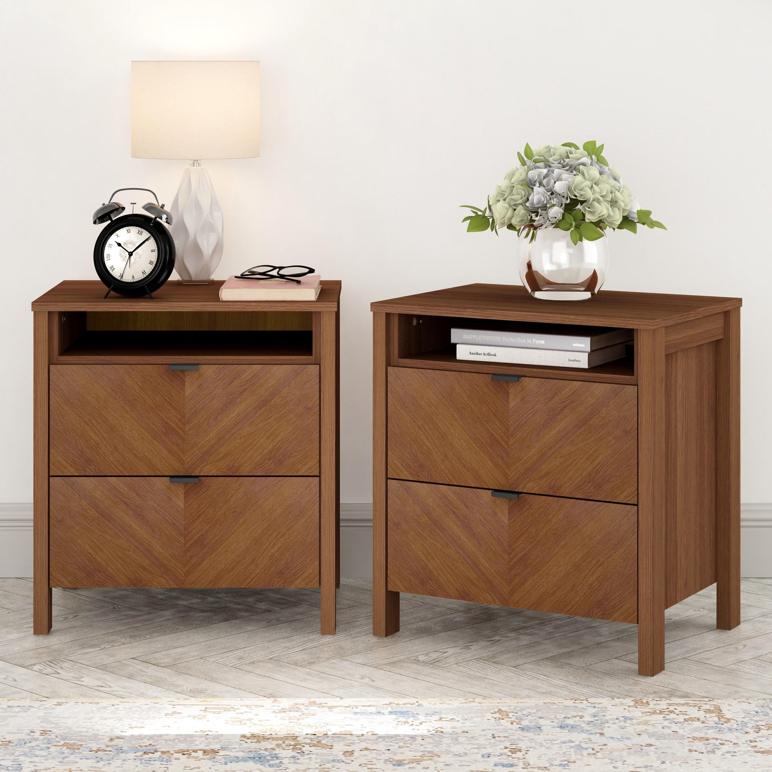 Walnut nightstand set store