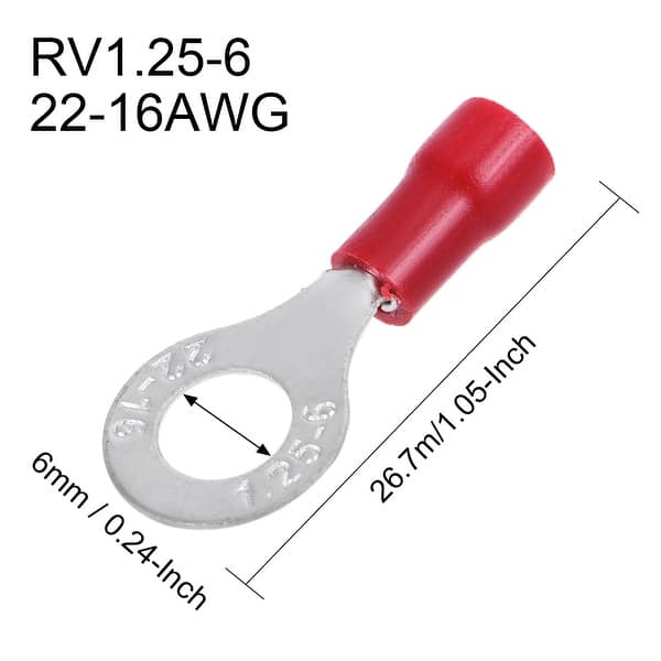 Insulated Crimp Terminal,Ring Spade Wire Connector for AWG22-16 - Red ...
