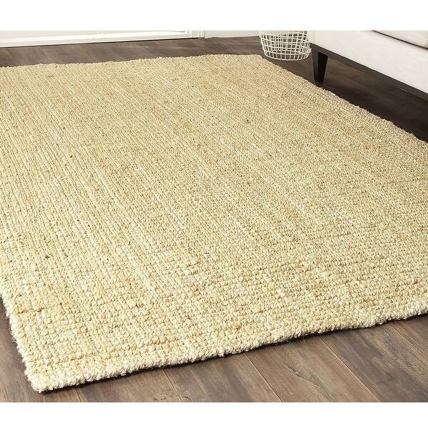 12x15 Feet Ivory Thick Chunky Natural Jute Hand-Woven Braided Farmhouse ...