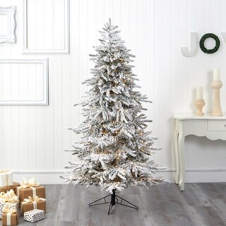 6.5' Instant CNT Flocked Xmas Tree 820 tips 1150 Micro LED - 6.5ft H x ...