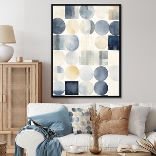 Designart "Circle Matrix Watercolor In Faded Retro Blue" Modern ...