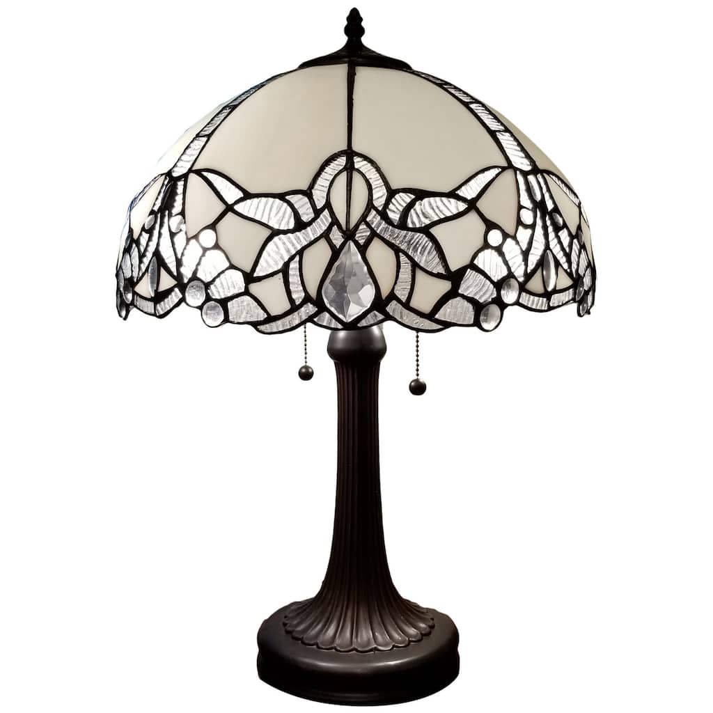 Tiffany Style Table Lamp Jeweled Jagged Edge 23" Tall Stained Glass ...