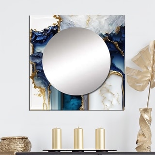 Designart "Abstract Geode White And Blue Marble I" Abstract Marble Wall ...