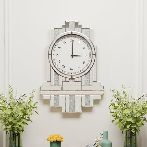 Large Wall CLock Sparkling Crystal Diamond and Mirrored Face - 23.6 ...