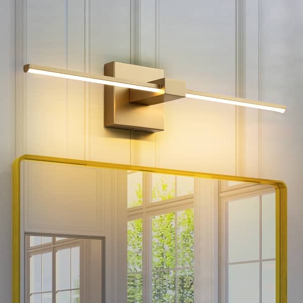 Modern Linear Gold/Black Vanity Light Dimmable Integrated LED Bathroom ...