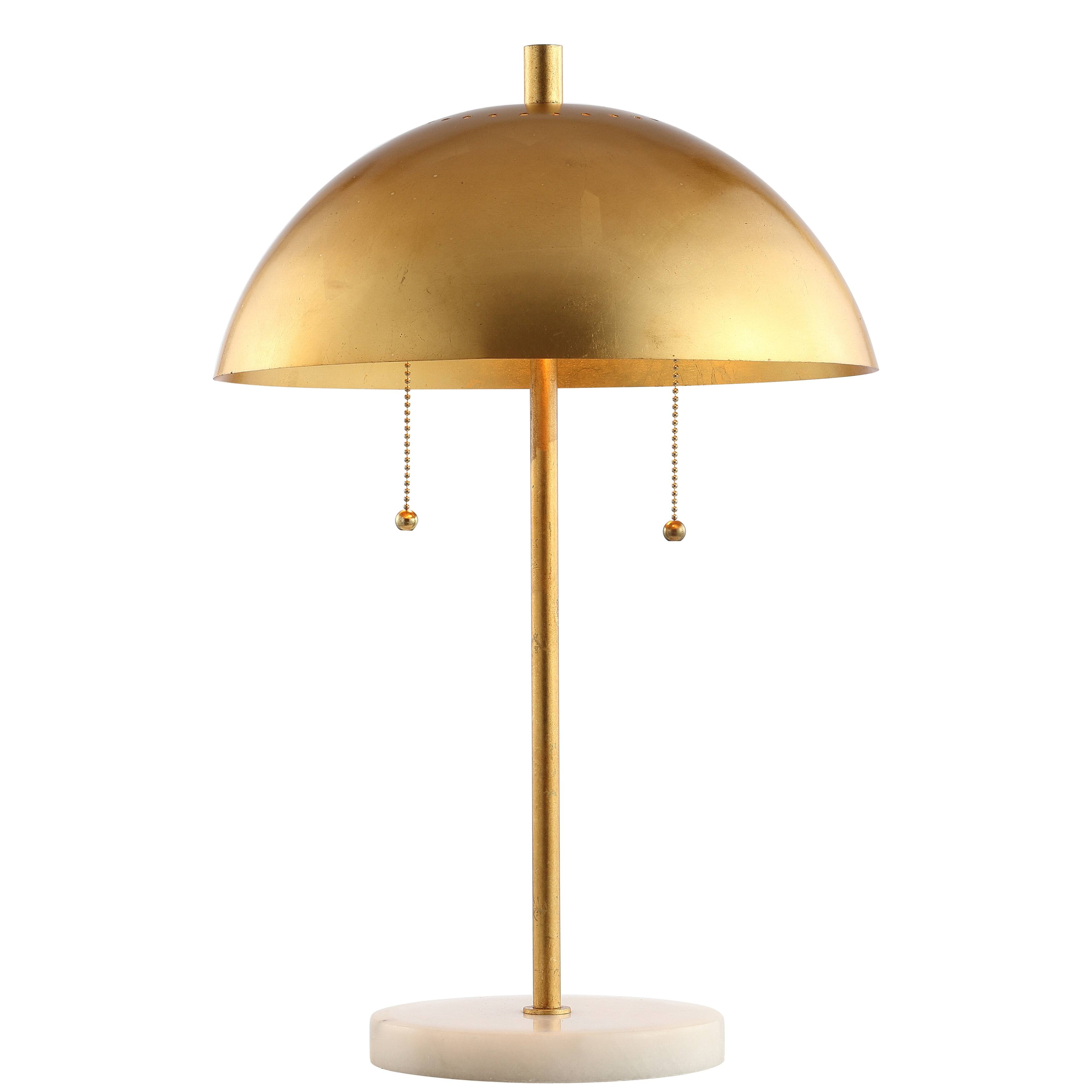 Jennifer 20.7" Dome Metal with Marble Base LED Table Lamp, Gold/White ...