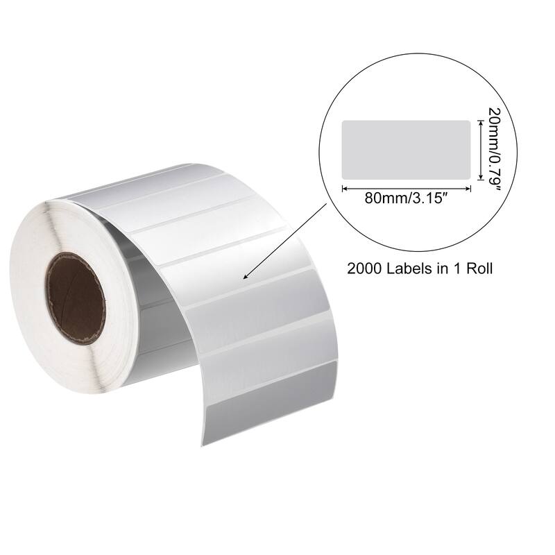 Rectangle Label Sticker Metallic Silver 1 Row 2000 Labels 1 Roll ...