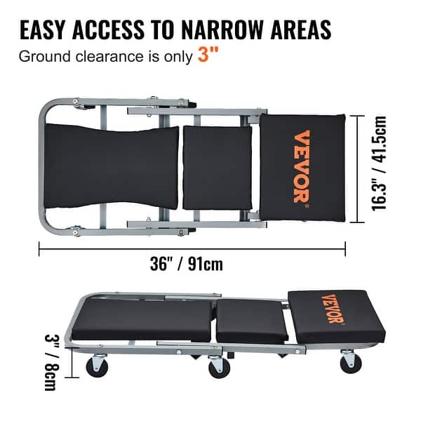 VEVOR 2in1 Rolling Folding Car Z-Creeper 300lbs load Low Profile ...