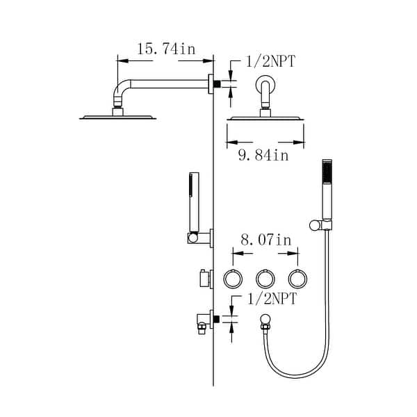Three Handles Double Functions Complete Shower System With Rough-In ...
