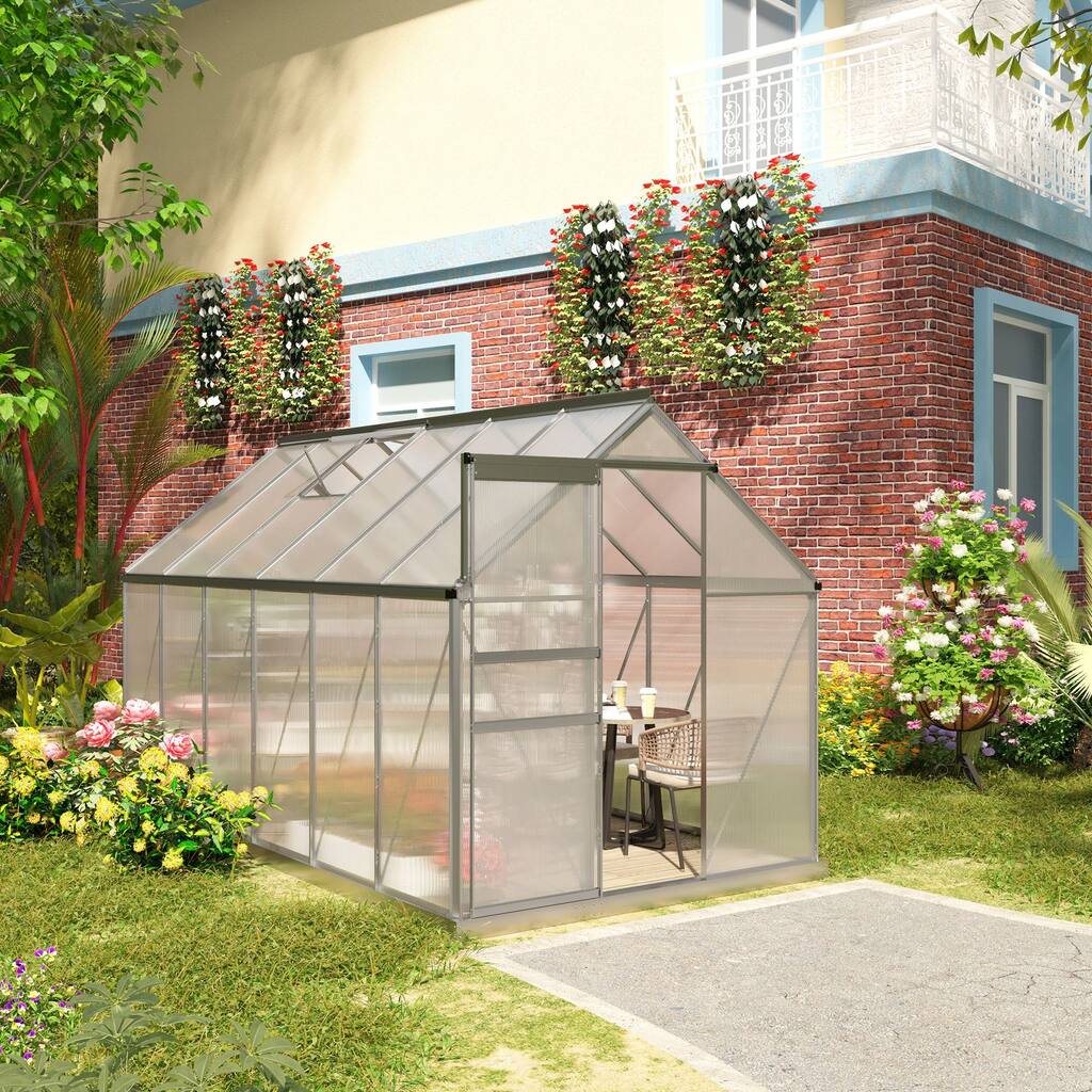 Outsunny Polycarbonate Walk-in Garden Greenhouse - Clear - On Sale ...