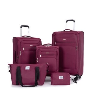 5PCS Softshell Suitcase Luggage Sets with TSA Lock and Spinner Wheels ...