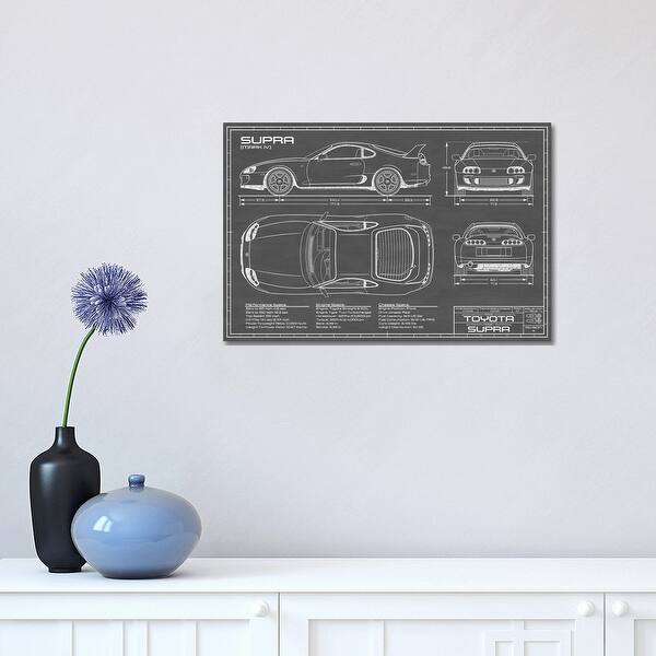 iCanvas "Toyota Supra MKIV In Black" by Action Blueprints Canvas Print ...