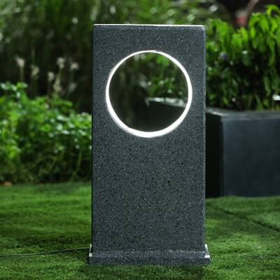 Grey Cement LED Solar Bollard Light - Bed Bath & Beyond - 31674133