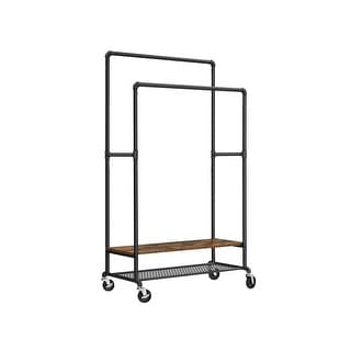 Rolling Clothes Rack, Double Rail Garment Rack on Wheels, Heavy-Duty ...