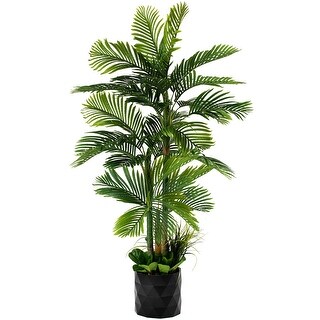 Golden Cane Palm Artificial Tree + Premium Fiddle Leaf Foliage in 8 ...