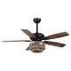 52" Farmhouse Driftwood Jute Wooden Beads Ceiling Fan with Remote - Bed ...