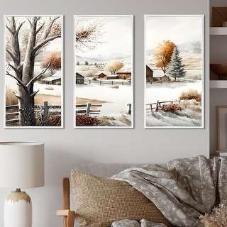Designart "Kansas Farm In Winter " Farm Landscape Framed Canvas Art ...