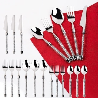 20PCS Stainless Steel Silverware Set, Luxury Crushed Diamond Party ...