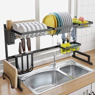 Dish Drying Stainless Steel Rack Over Sink Display Drainer Utensils ...