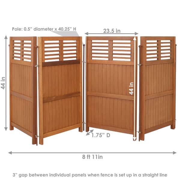 Sunnydaze Folding Outdoor Wood Privacy Screen - 44-Inch Tall - Bed Bath ...