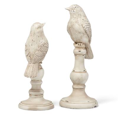 Decorative Resin Bird Statuaries With Round Base and Rustic Accents ...