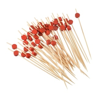Bamboo Cocktail Toothpicks Red Flat Round Drink Picks Skewer Sticks ...