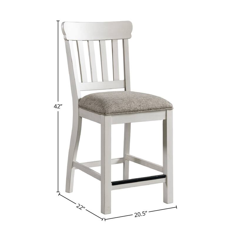 Drake Two-Toned Rustic White and Oak Slat Back Counter Height Barstool ...
