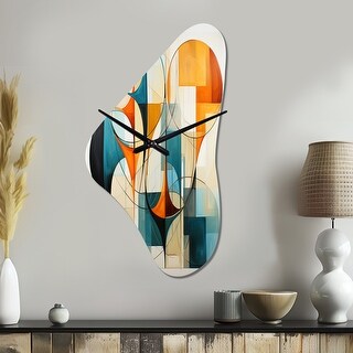 Orange Blue Mid Century Harmony In Geometry I - Abstract Midcentury ...
