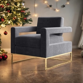 Geometrical Design Modern Velvet Accent Chair Elegant Armchair with ...