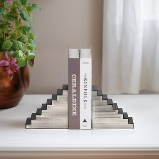 Sagebrook Home Striped Steps Bookends, Black and White - A Fusion of ...